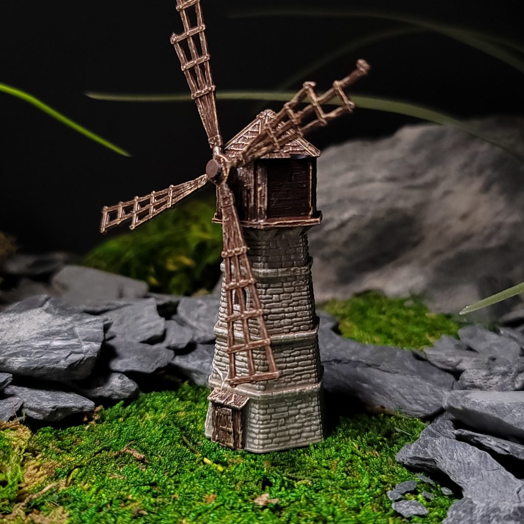 Miniature Stone Windmill (W/ Functioning Blades) Terrarium Decor