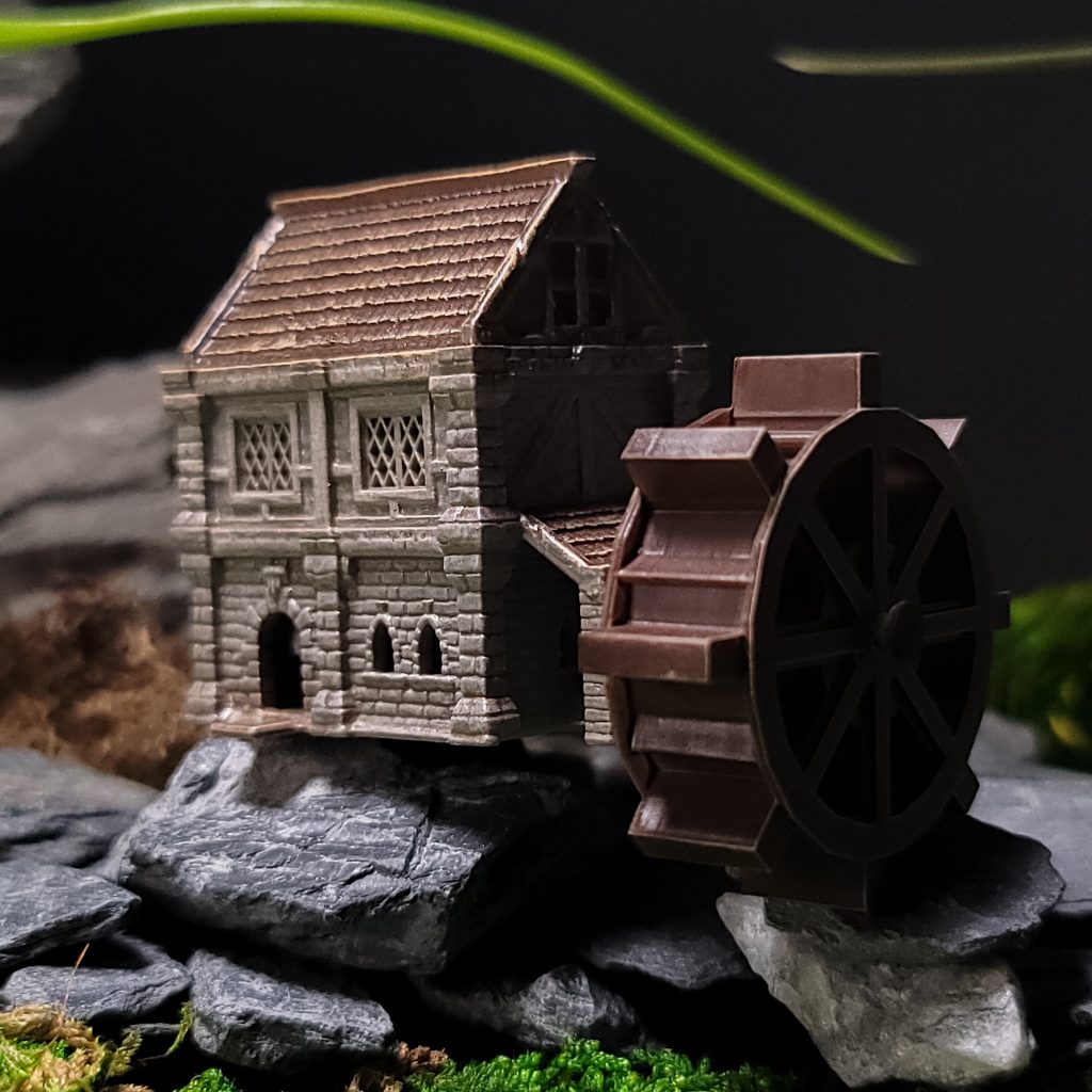 Miniature Stone Watermill (W/ Functioning Wheel) Terrarium Decor